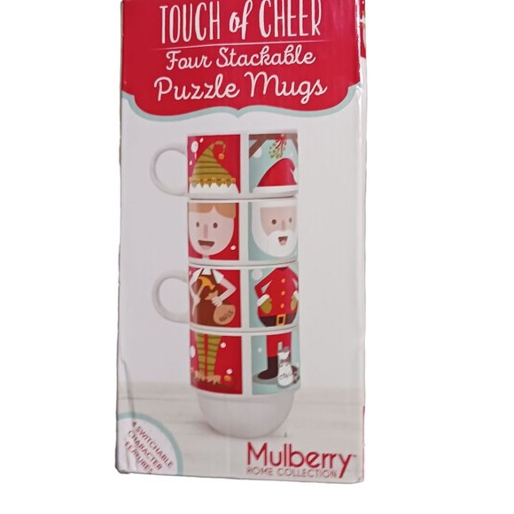 Touch of cheer | Holiday | Mulberry Home Collection Touch Of Cheer Four Stackable Puzzle Mugs ...